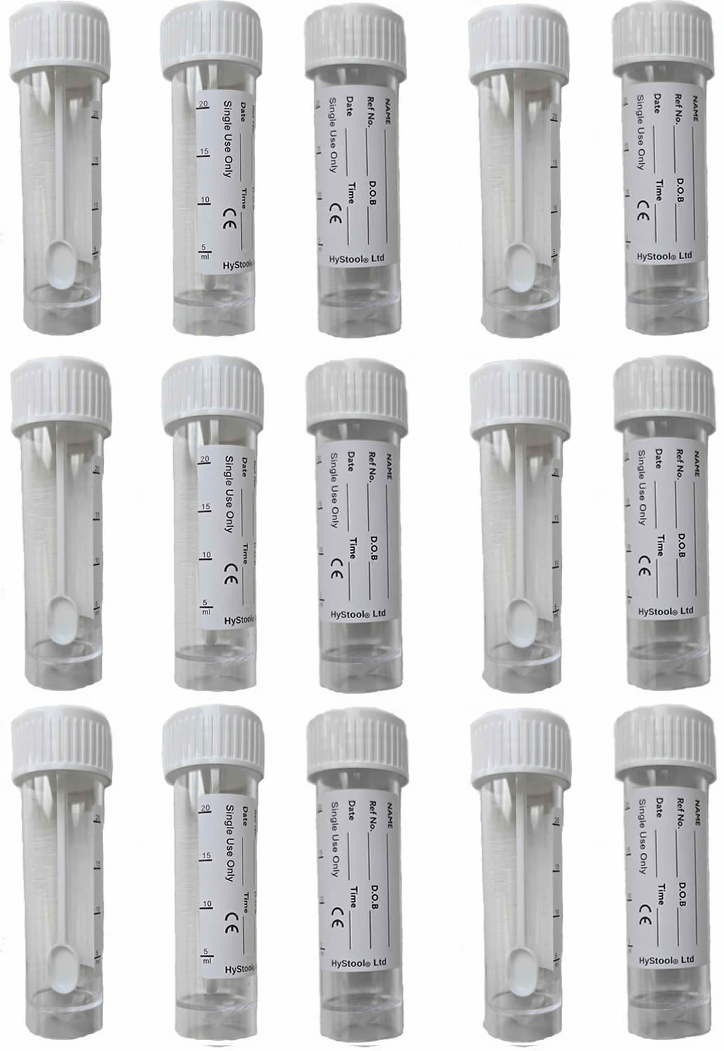 15 x Stool Sample Containers with spoonsterile, individually wrapped ...