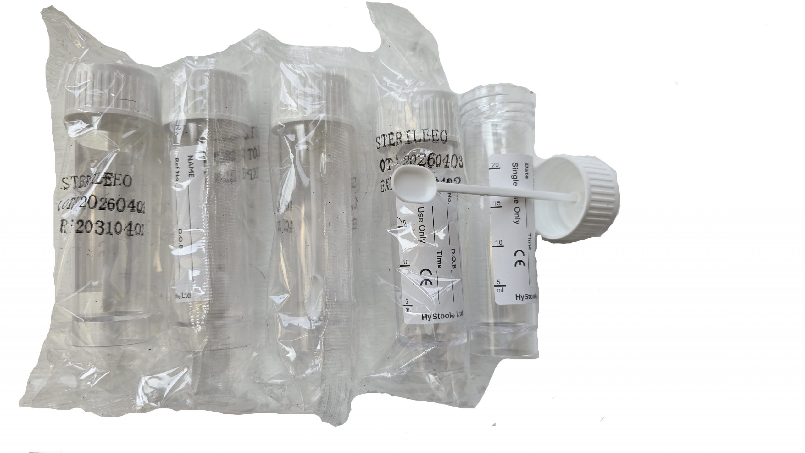 15 x Stool Sample Containers with spoonsterile, individually wrapped ...